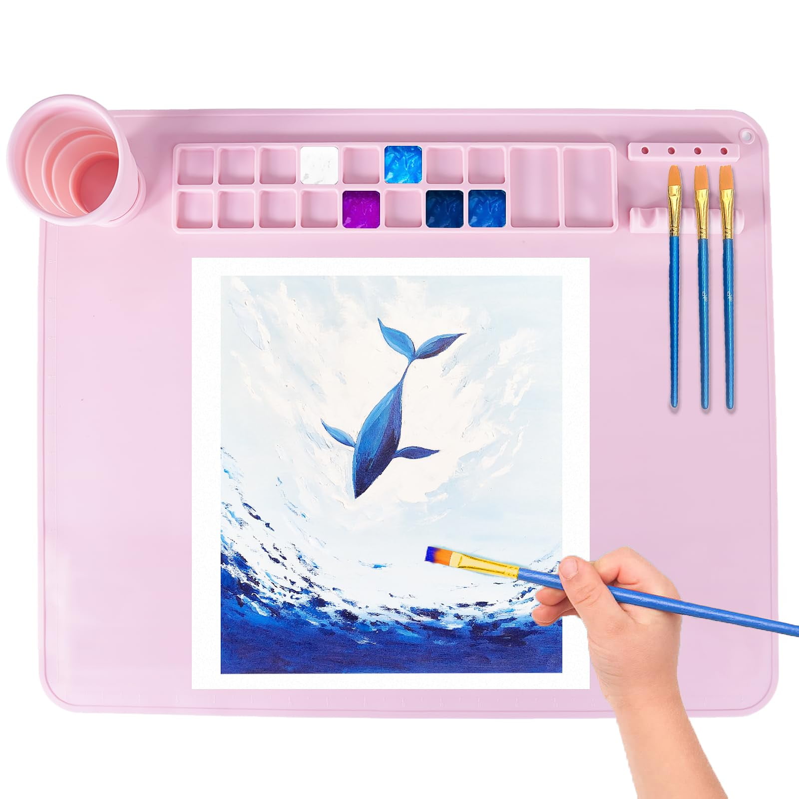 Silicone Painting Mat,20"X16" Craft Mat with Built in Cup and ...