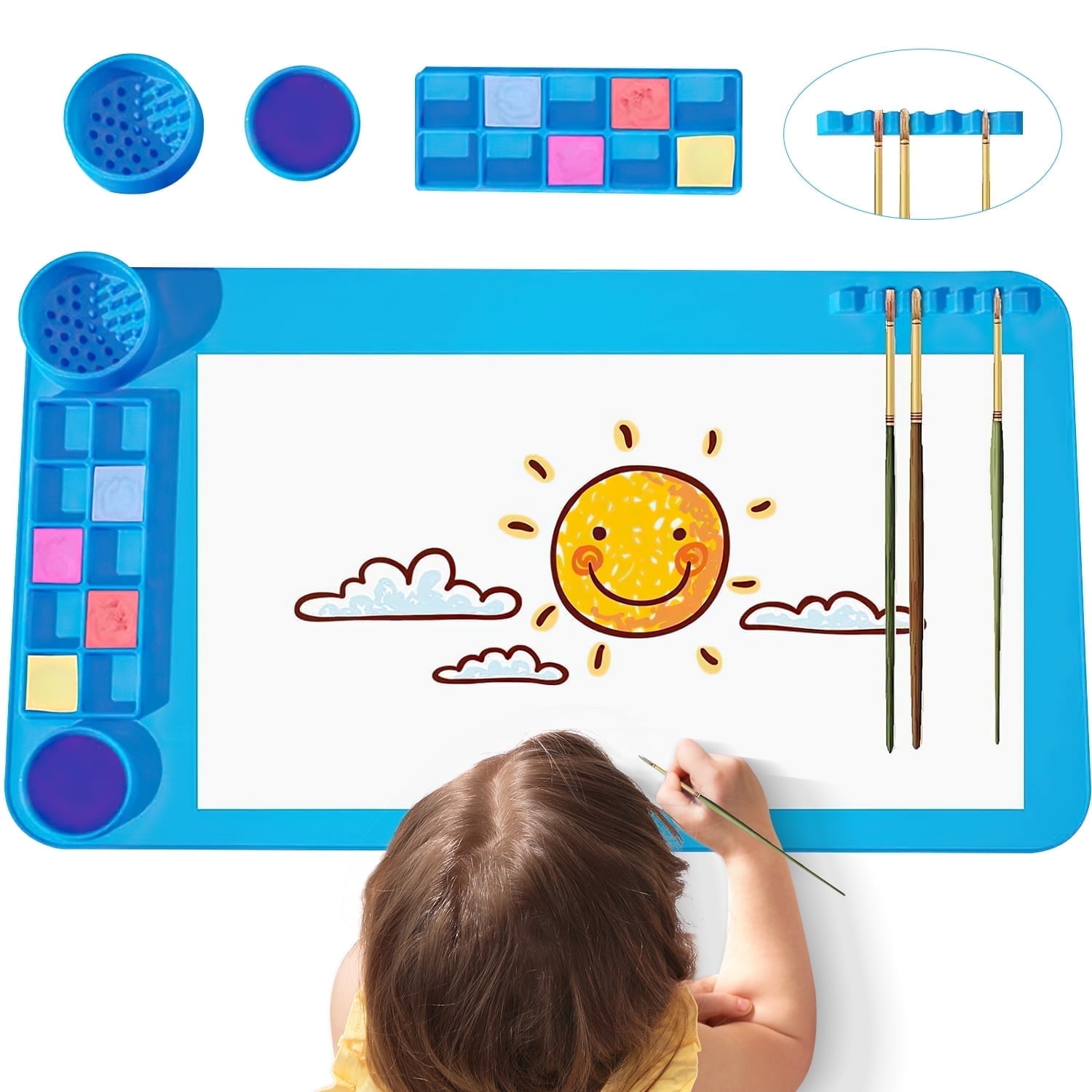 Cteifuer Silicone Painting Mat: 20" by 11" Art Mat with Mixing Trays ...