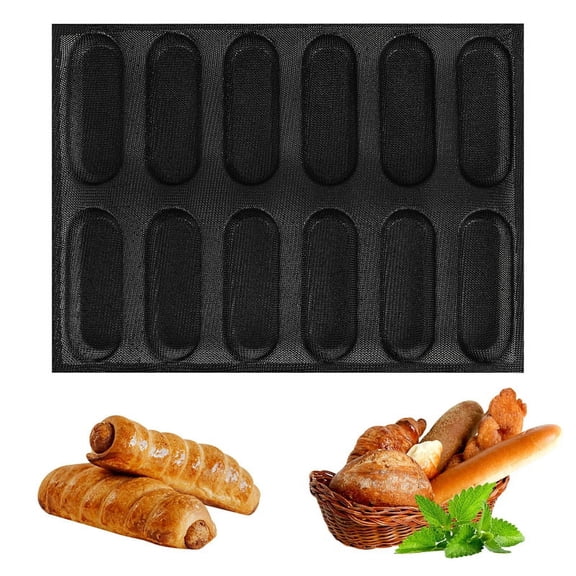 4-Cavity Non-Stick Baguette Pan, Perforated for French Bread Baking ...