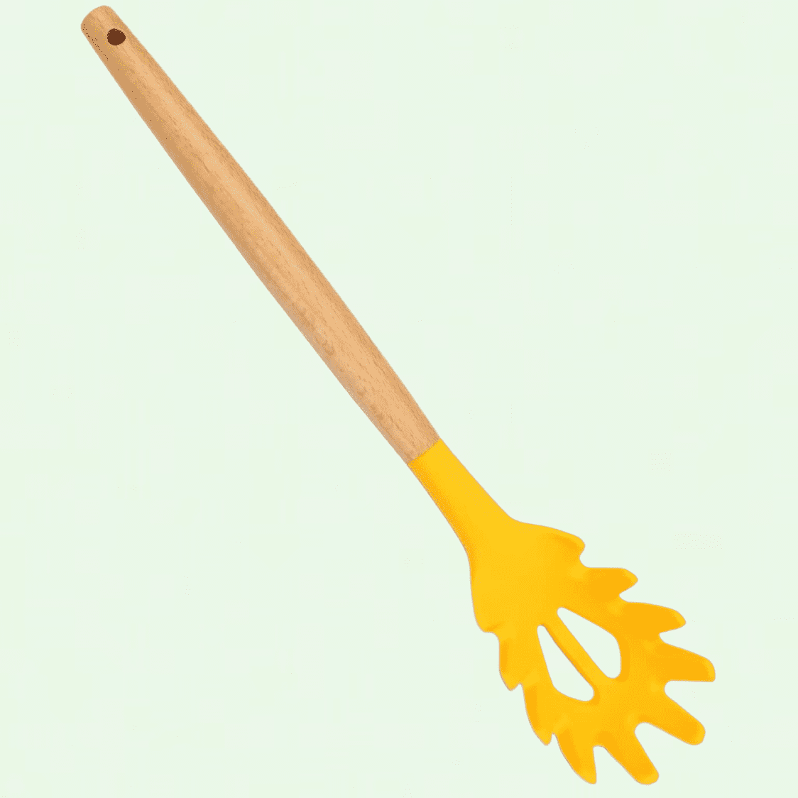 Silicone Pasta Fork, Food Grade Pasta Spoon with Wooden Handle ...