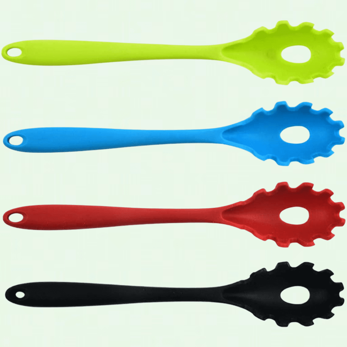 Silicone Pasta Spoon Set, 4Pcs Spaghetti Server Utensils with Fork and ...