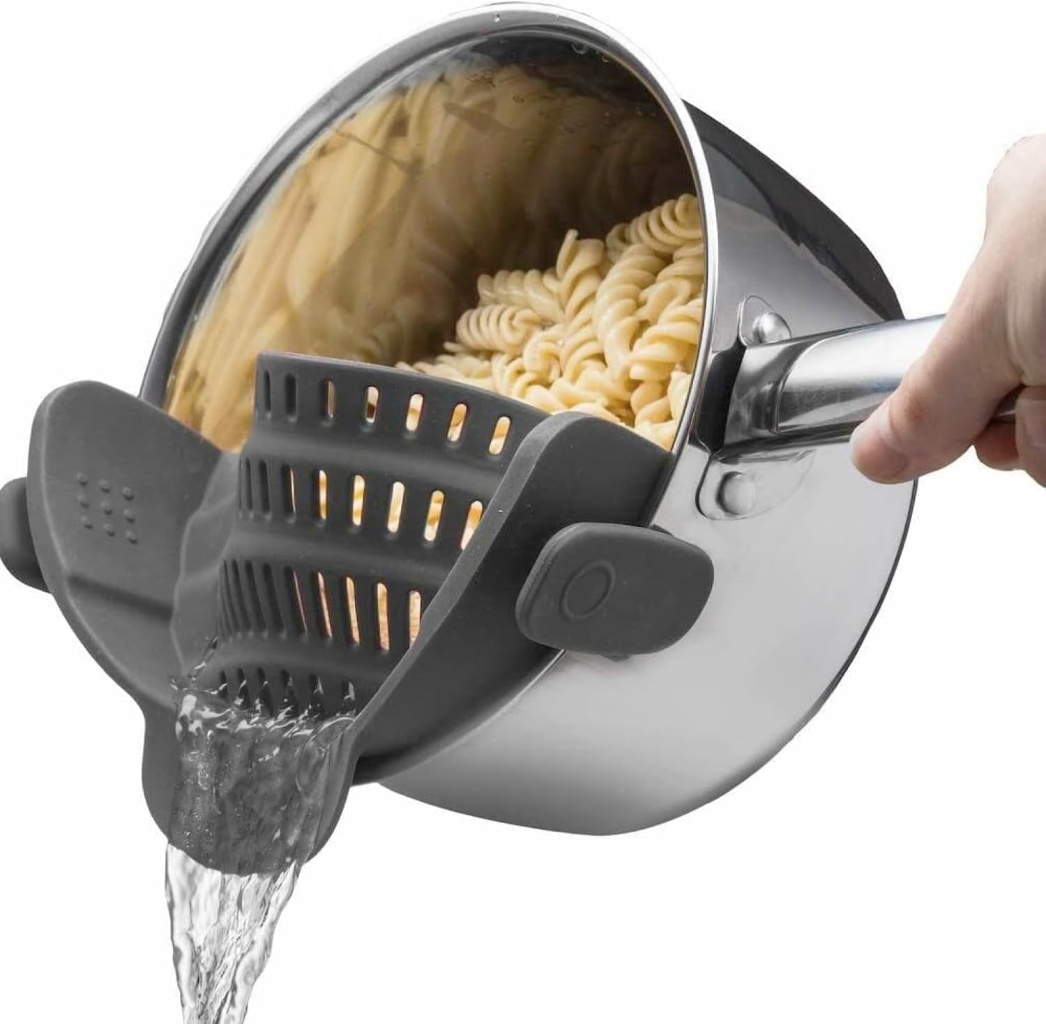 Silicone Pasta Strainer Clip-On for Pots and Pans - Heat Resistant ...