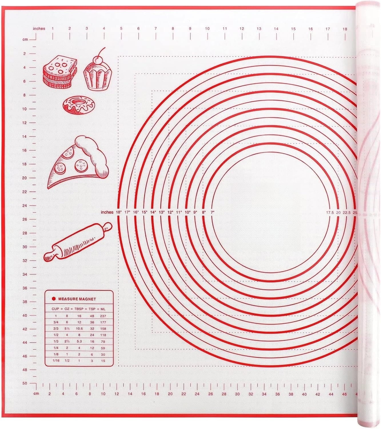 Silicone Pastry Baking Mat Dough - Non Stick Slip Cookie Bread Rolling ...