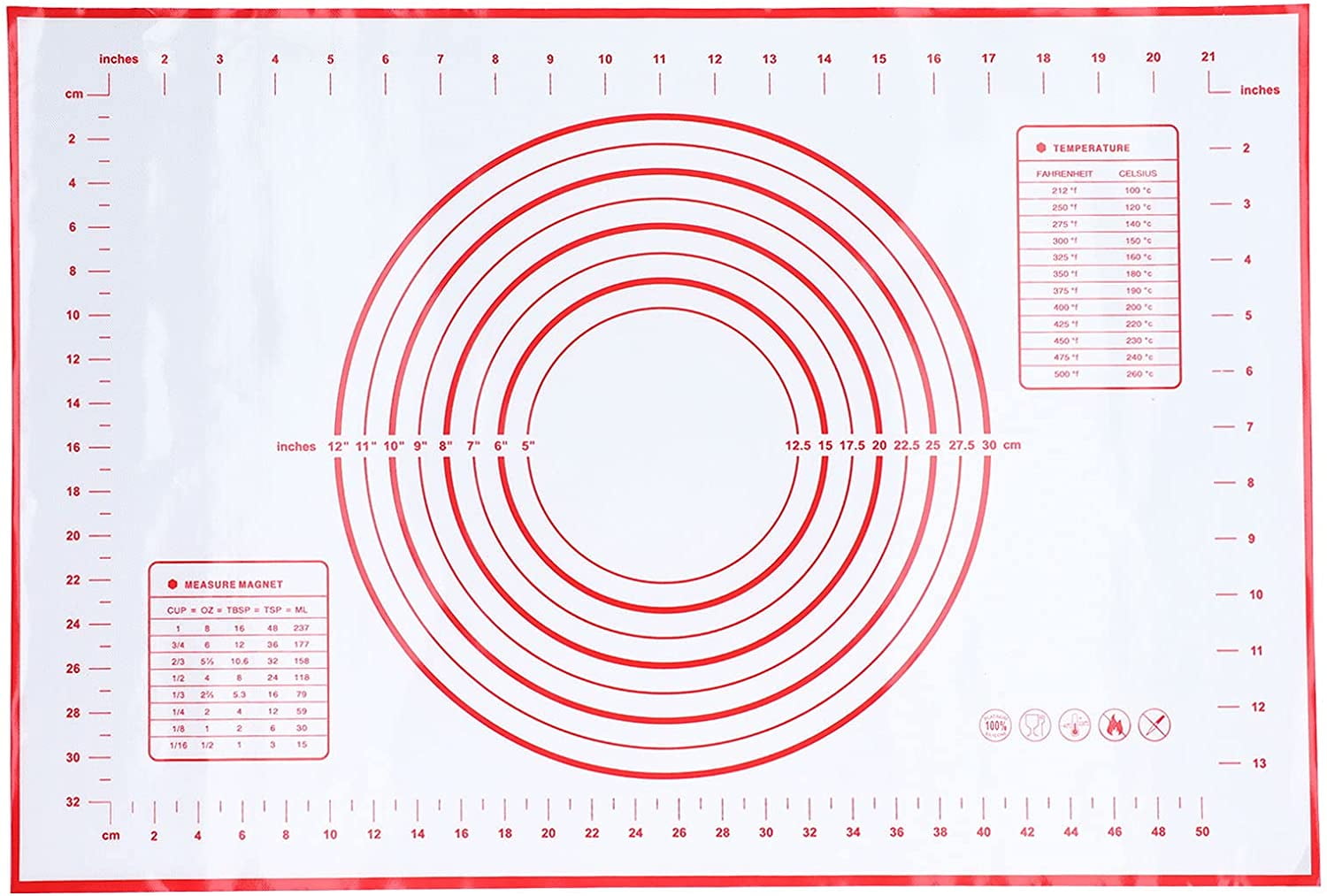 Silicone Pastry Mat Non-Stick Baking Mats Kneading Pad Non-Slip Counter ...
