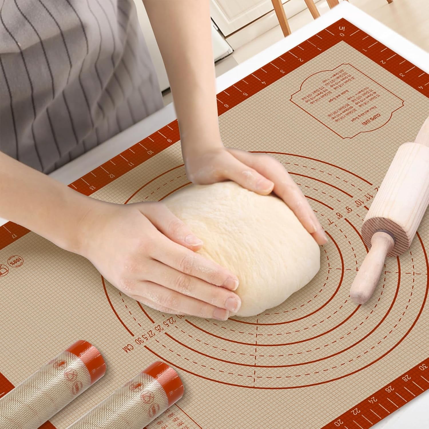 Silicone Pastry Mat, Silicone Baking Mat for Counter Rolling Dough ...