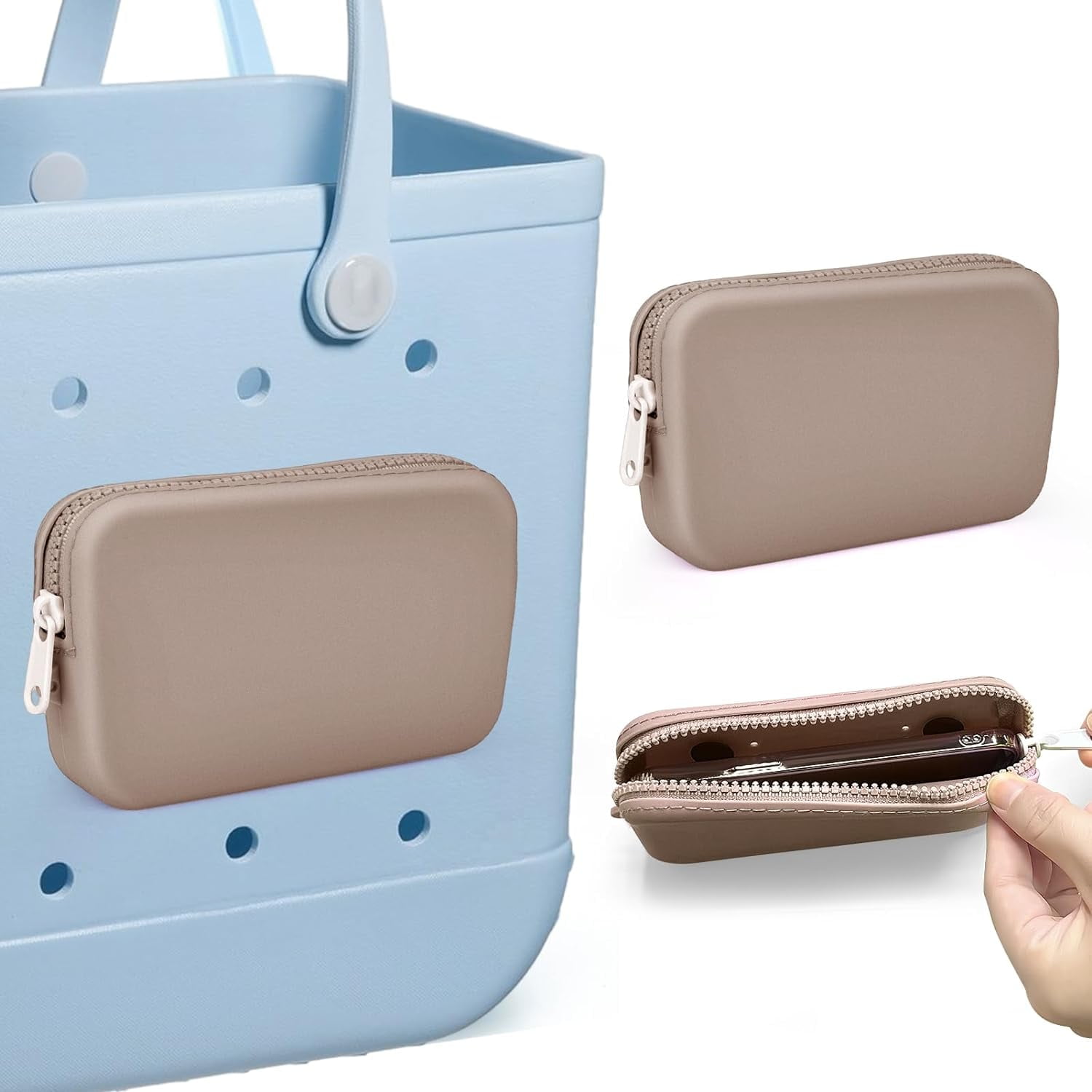 Yatoro Silicone Phone Holder with Zipper, Purple Bogg Bag Insert Wallet ...