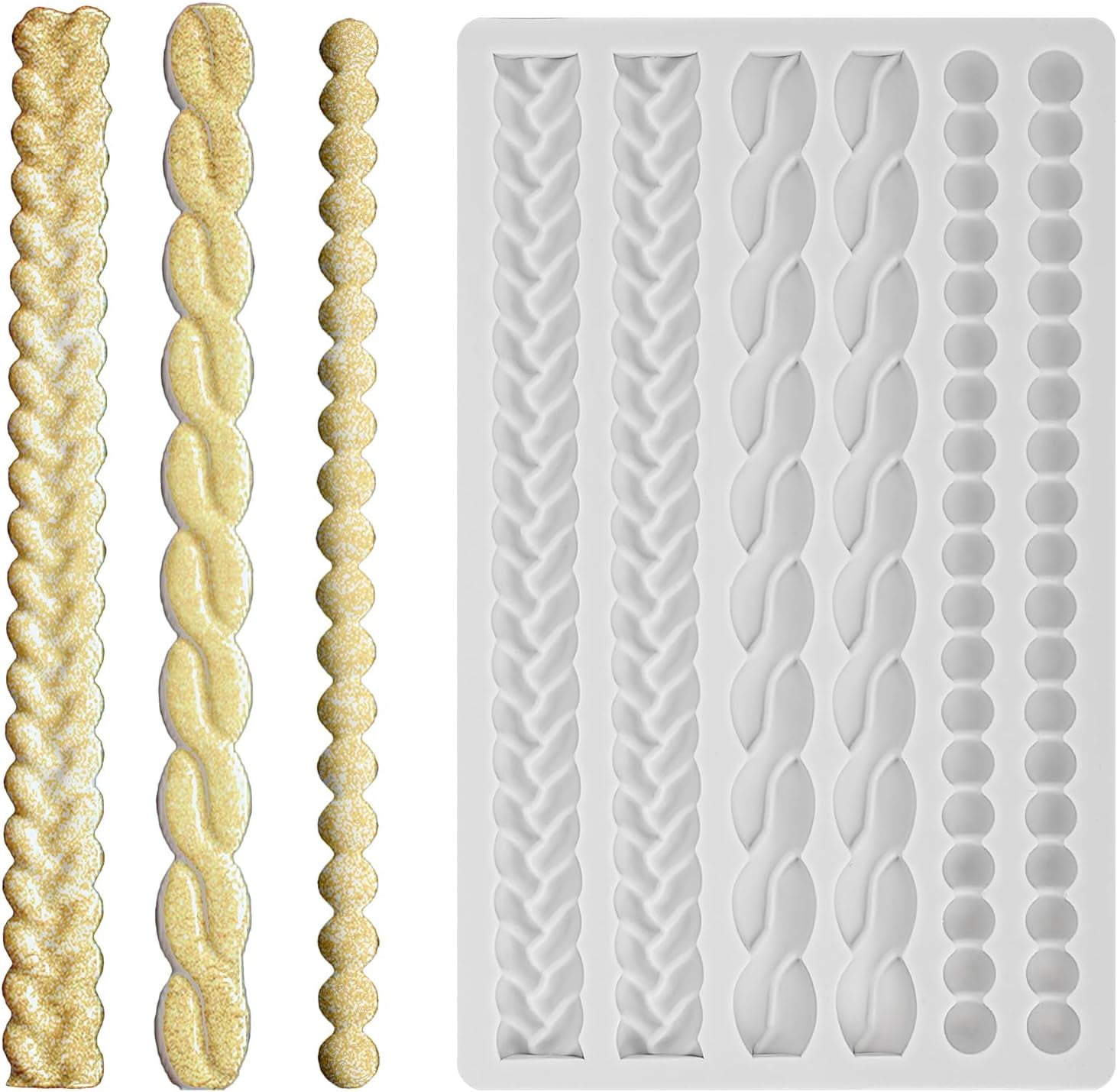 Silicone Pie Crust Mold Pearl Fondant Border Lace Chain Rope Braid Mold ...