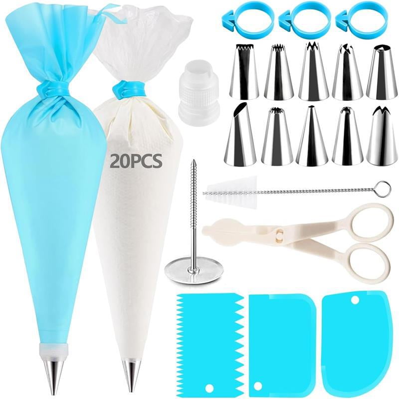 Silicone Piping Bags Tips Set Cake Diy Decorating Kit with Stainless ...