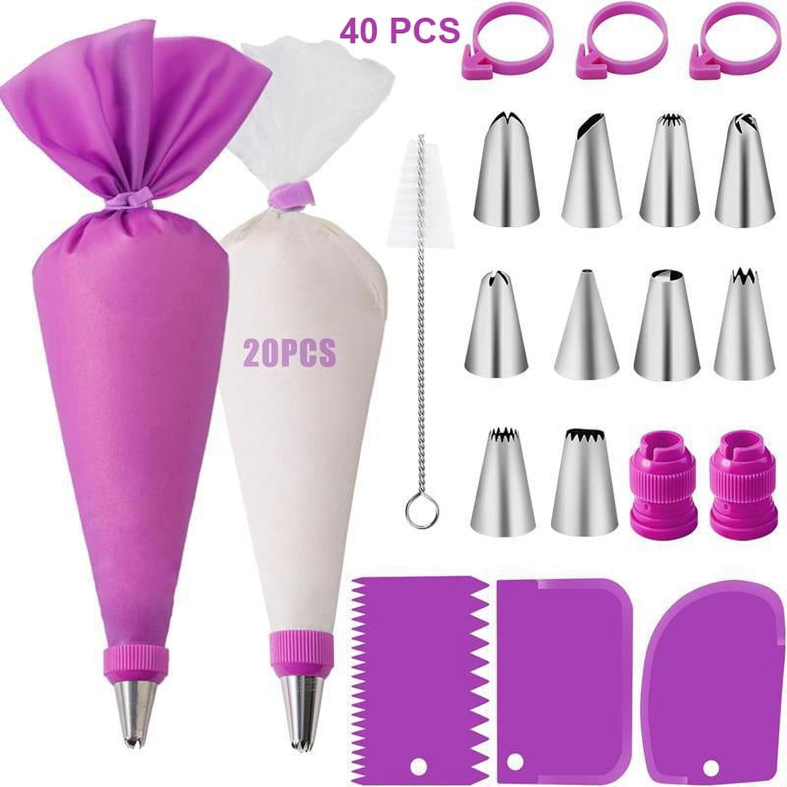 Silicone Piping Bags and Tips Set Cake DIY Decorating Kit with ...