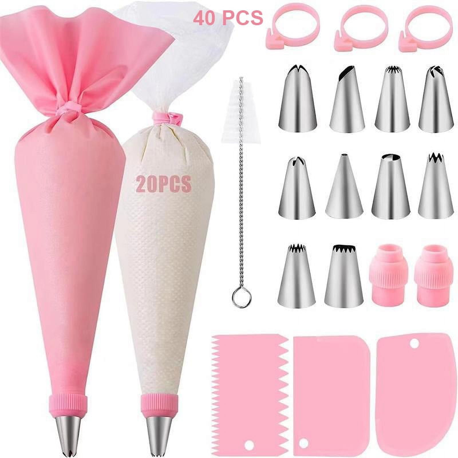 Silicone Piping Bags and Tips Set Cake DIY Decorating Kit with ...