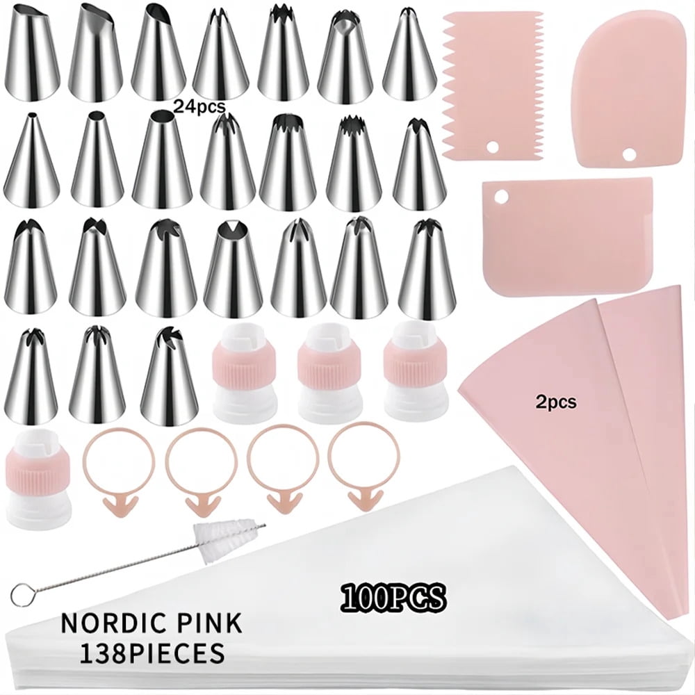 Silicone Piping Bags and Tips Set Cake DIY Decorating Kit with ...