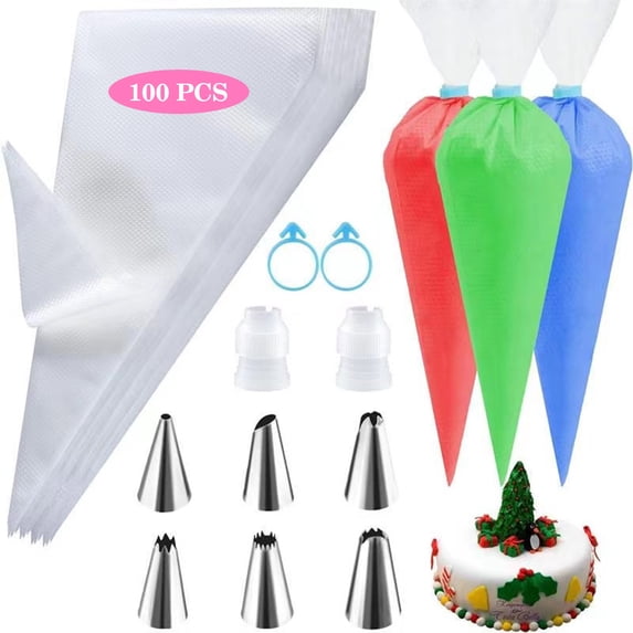 Silicone Piping Bags and Tips Set Cake DIY Decorating Kit with ...