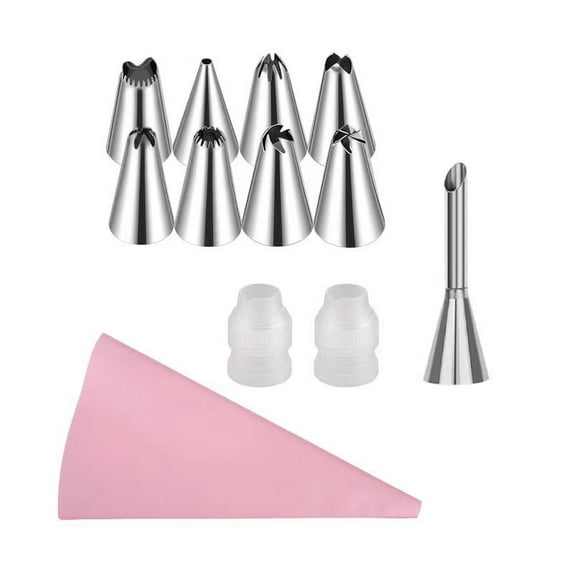 Silicone Piping Bags and Tips Set Cake DIY Decorating Kit with ...