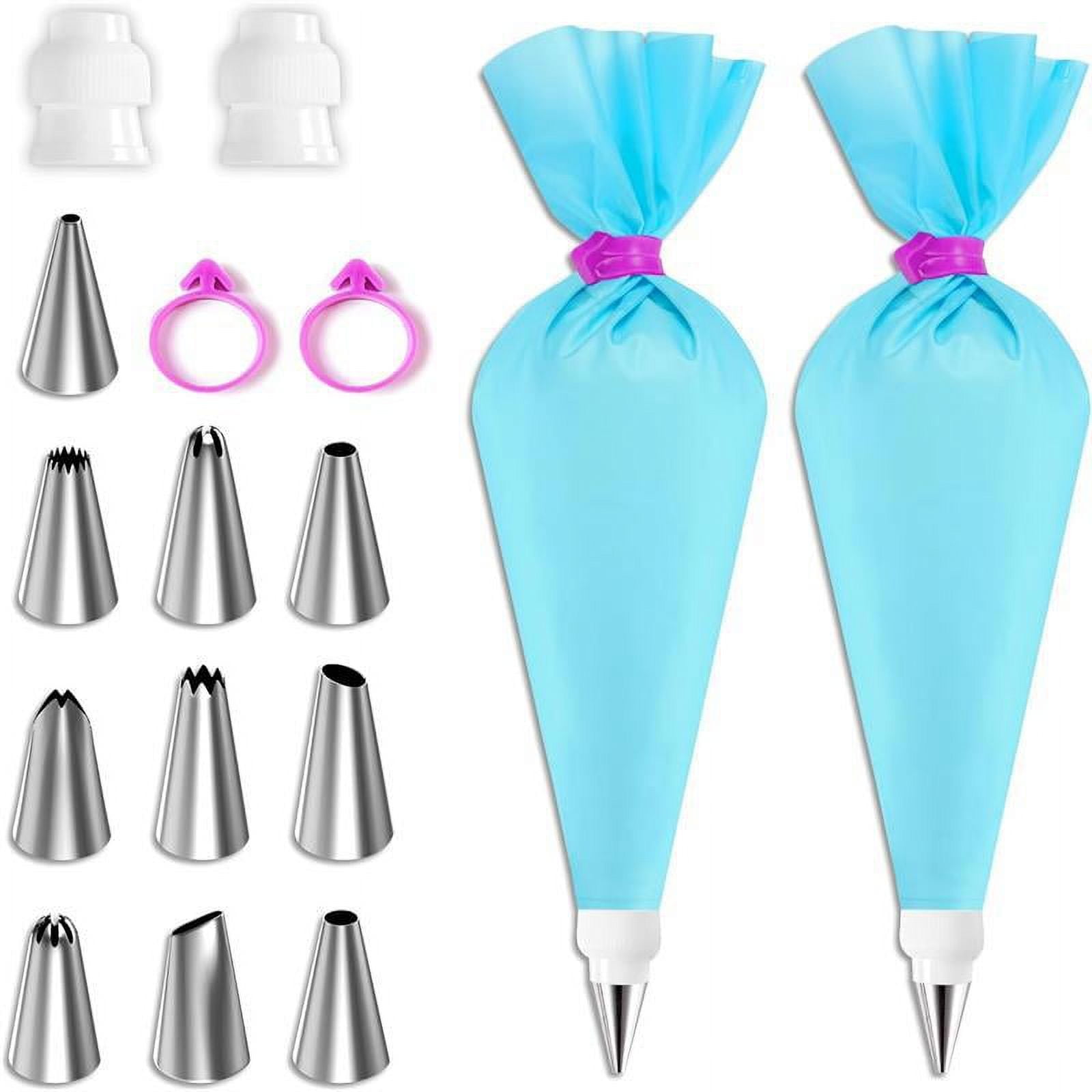 Silicone Piping Bags and Tips Set Cake DIY Decorating Kit with ...