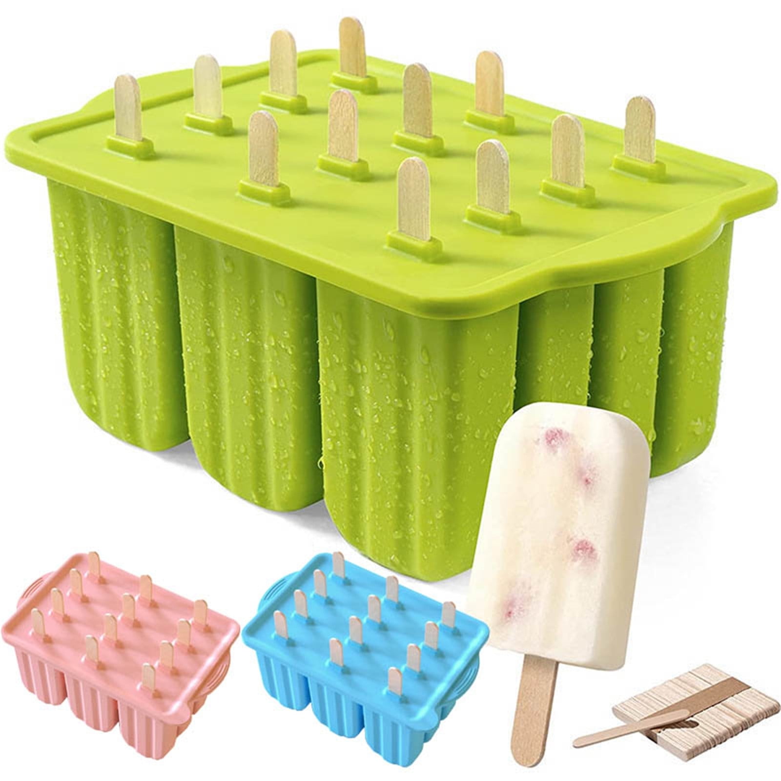 12-Cavity Silicone Popsicle Molds, BPA Free, Easy Pop Maker with 50pcs ...
