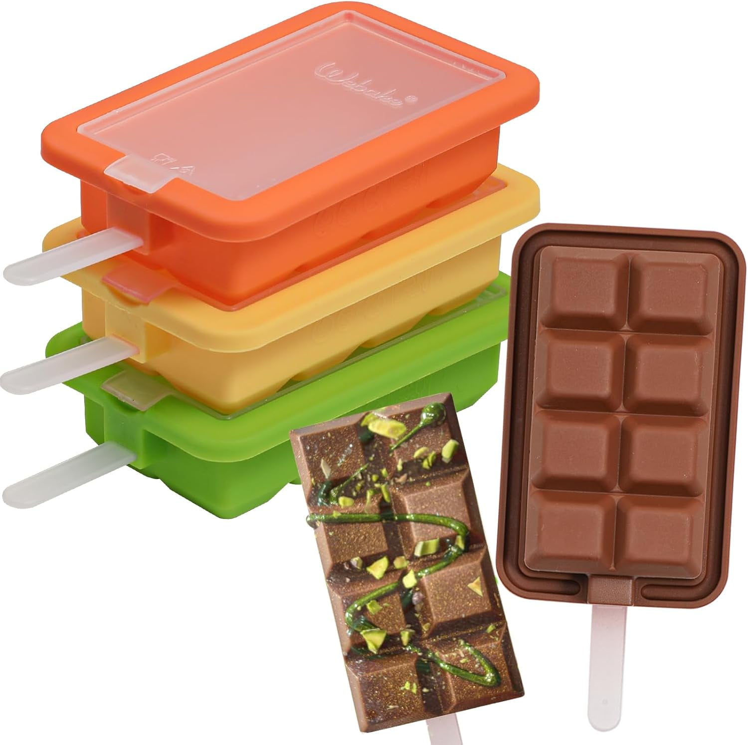 Silicone Popsicle Molds for Dubai Chocolate Ice Cream Bar, Ice Pop Mold ...