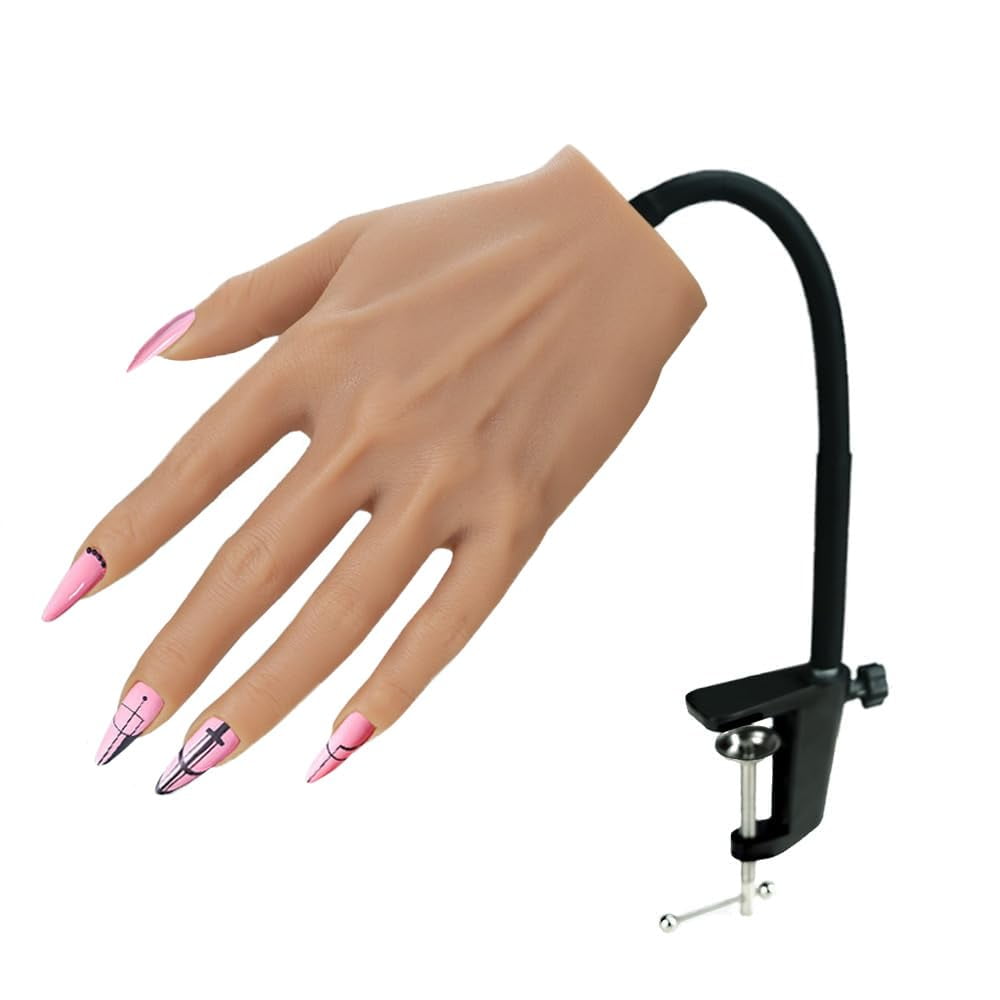 Silicone Practice Hands for Acrylic Nails with Stand Bracket Nail ...
