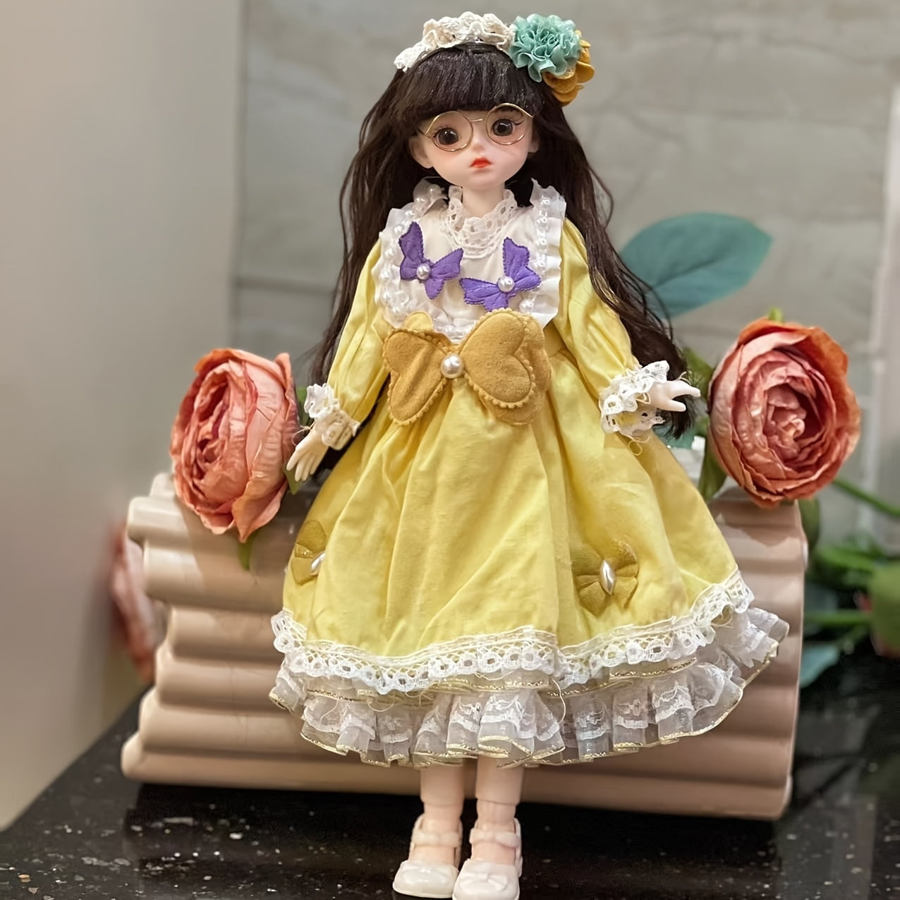 Silicone Princess Doll with Mori Style Lace-Edge Floral Ruffle Dress ...
