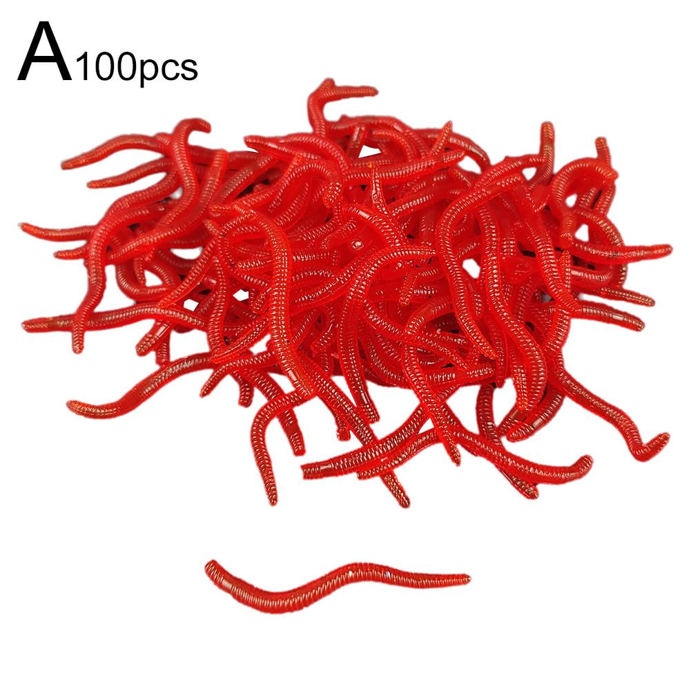 Silicone Red Worm Soft Lures Earthworm Rubber Baits Shrimp Bass Car s ...