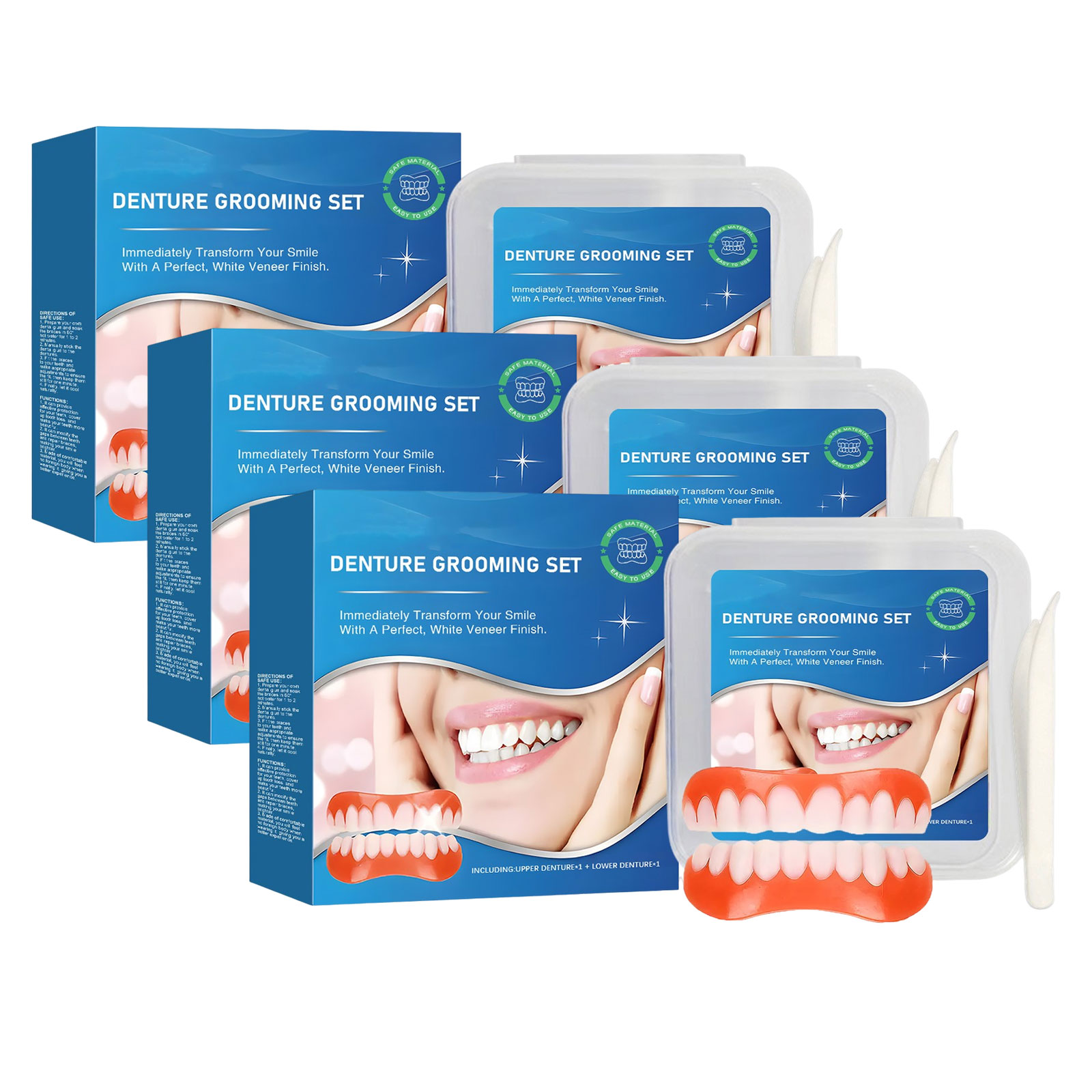 Silicone Reline Denture Set, 100% Soft Silicone, Upper and Lower ...