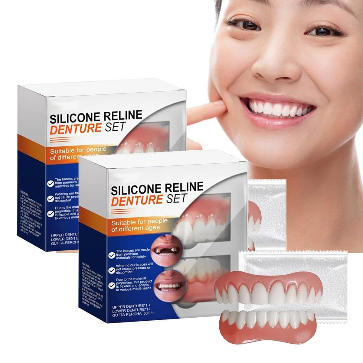 Silicone Reline Denture Set, Denture Silicone Reline Kit for Men and ...