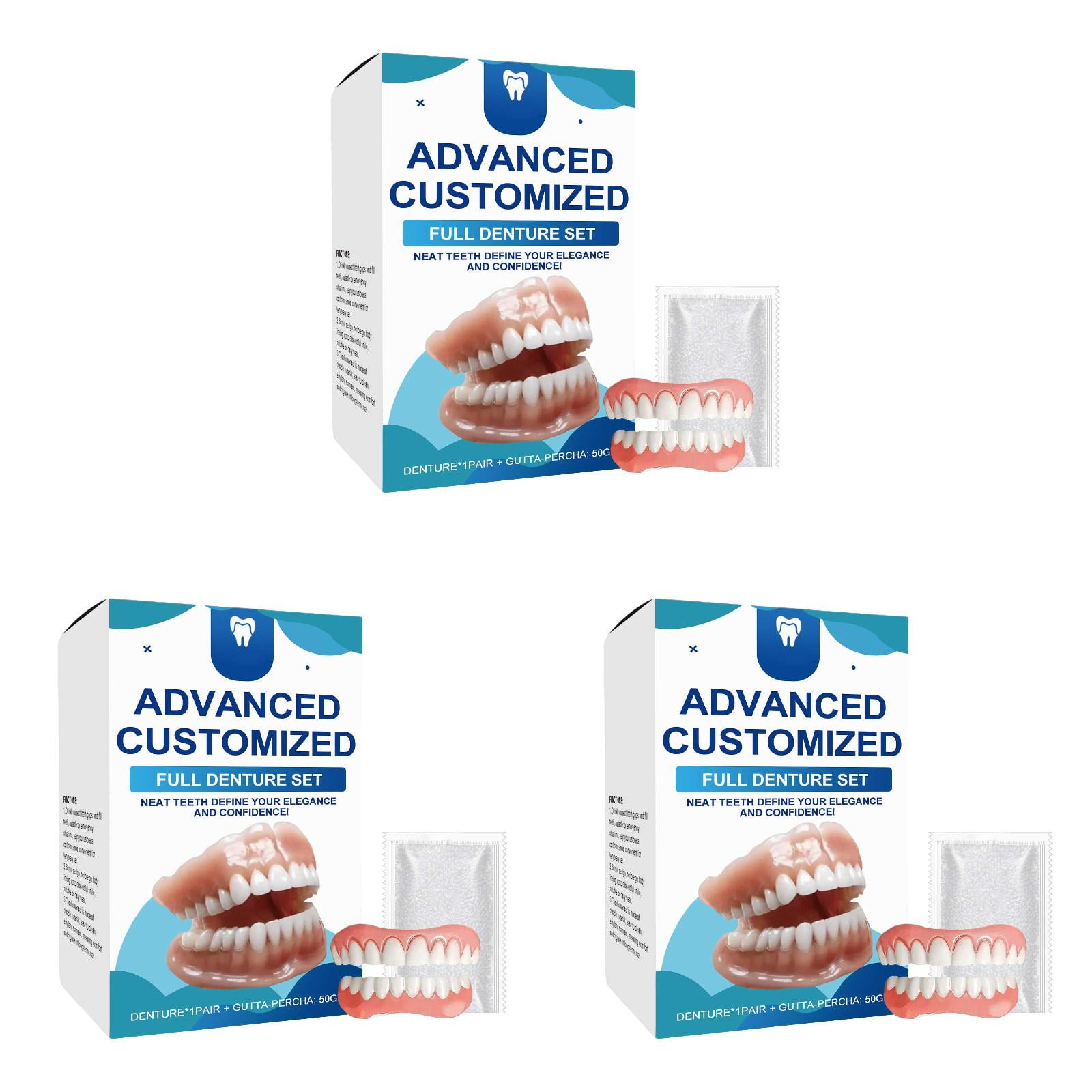 Silicone Reline Denture Set Men Women Upper & Lower Reline Kit Secure ...