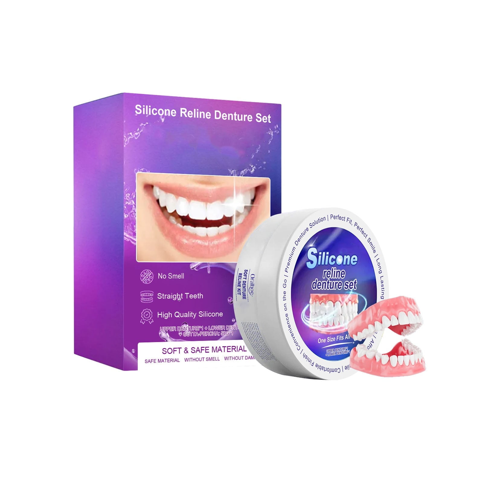 Silicone Reline Denture Set, Professional Silicone Reline Kit for ...