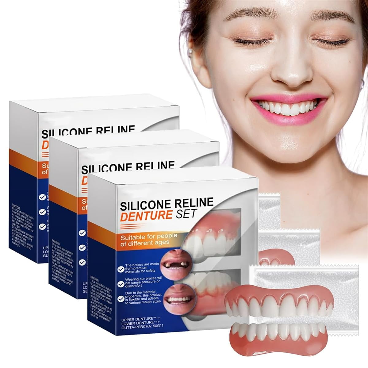 Silicone Reline Denture Set,Silicone Dentures,Silicone Soft Dentures ...