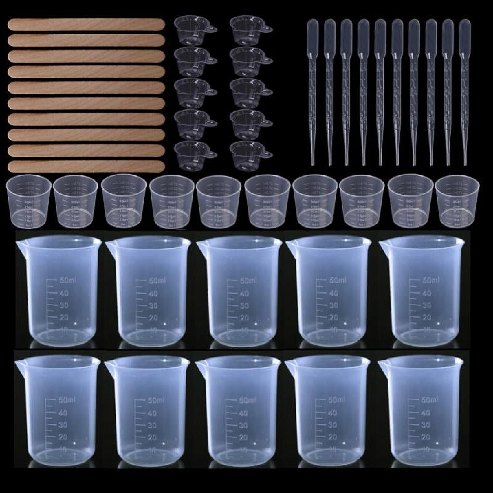 Silicone Resin Measuring Cups Tool Kit Reusable Crystal Clear Epoxy ...