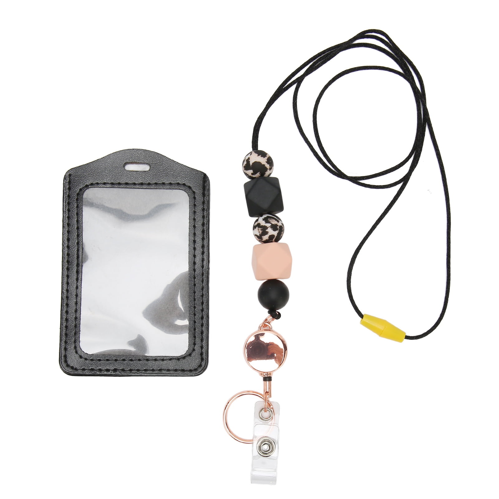 Silicone Retractable Beaded Lanyard with Transparent ID Holder Multi ...