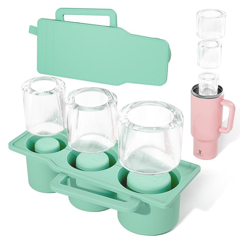 Silicone Reusable Ice Cube Tray, 3-compartment Cylinder Ice Cube Mold ...