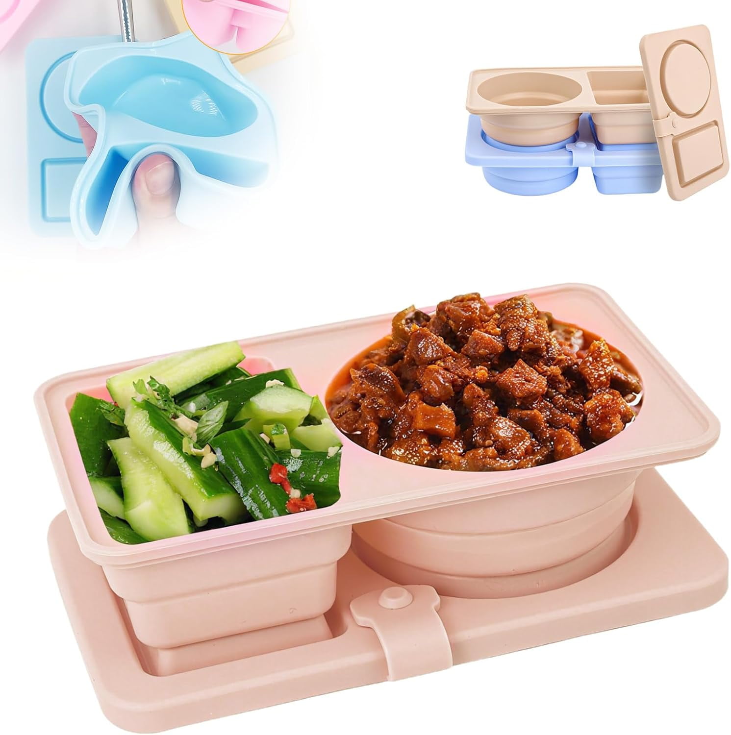 Silicone Reusable Snack Container with Lids, 2025 New Double ...