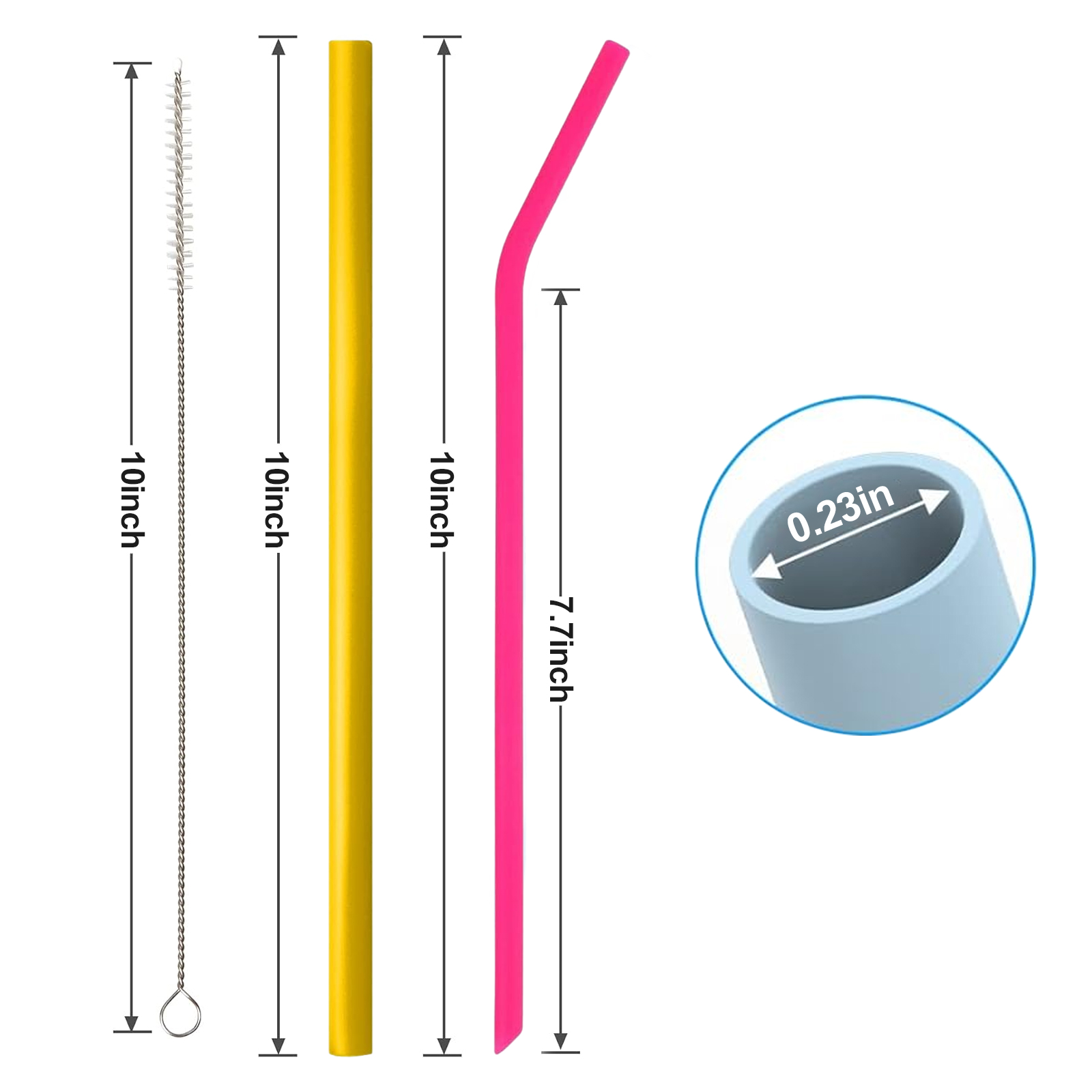 Silicone Reusable Straws, 3 Bend + 3 Straight Colorful Reusable ...