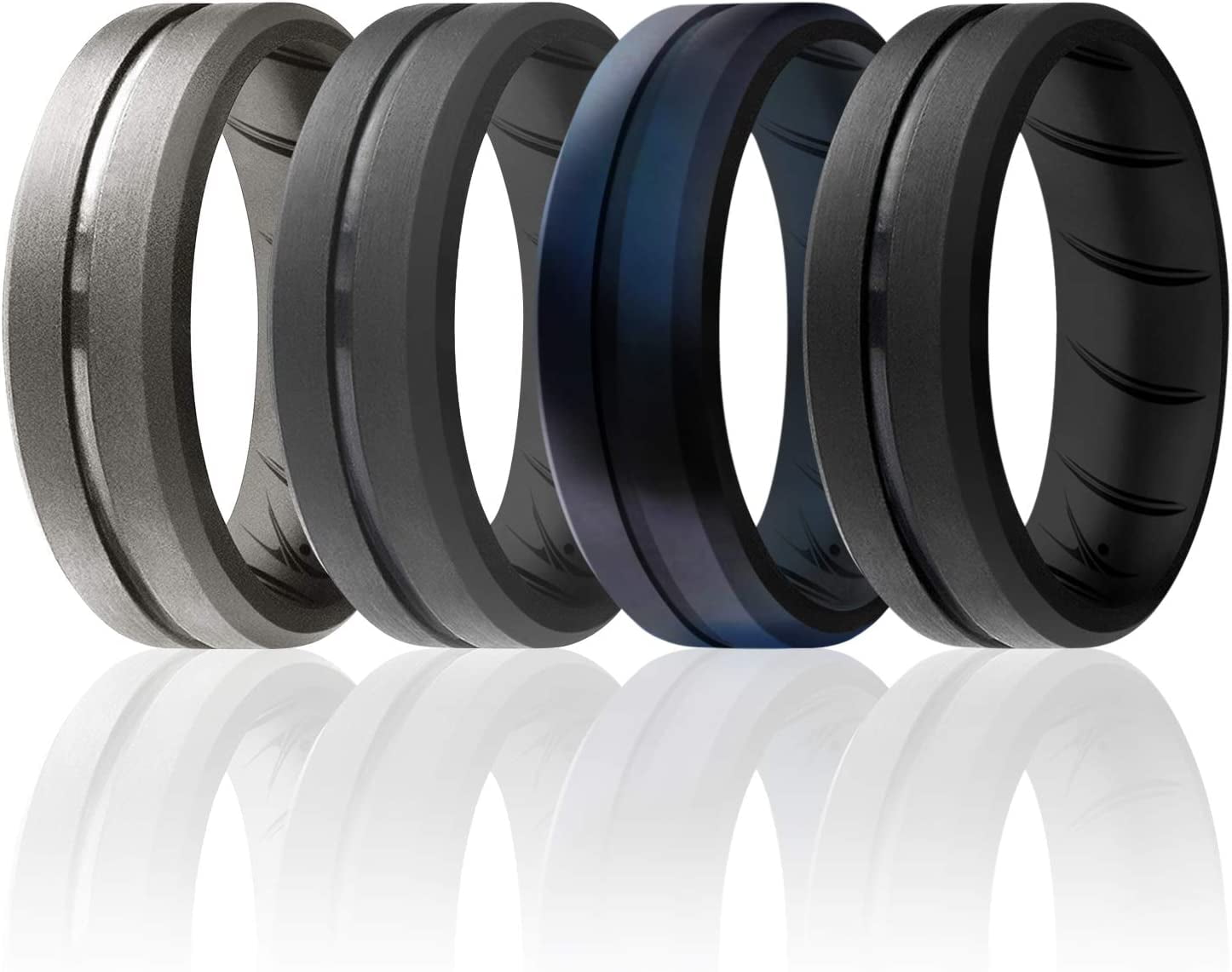 Silicone Rings, Breathable Silicone Rubber Wedding Ring Band for Men ...