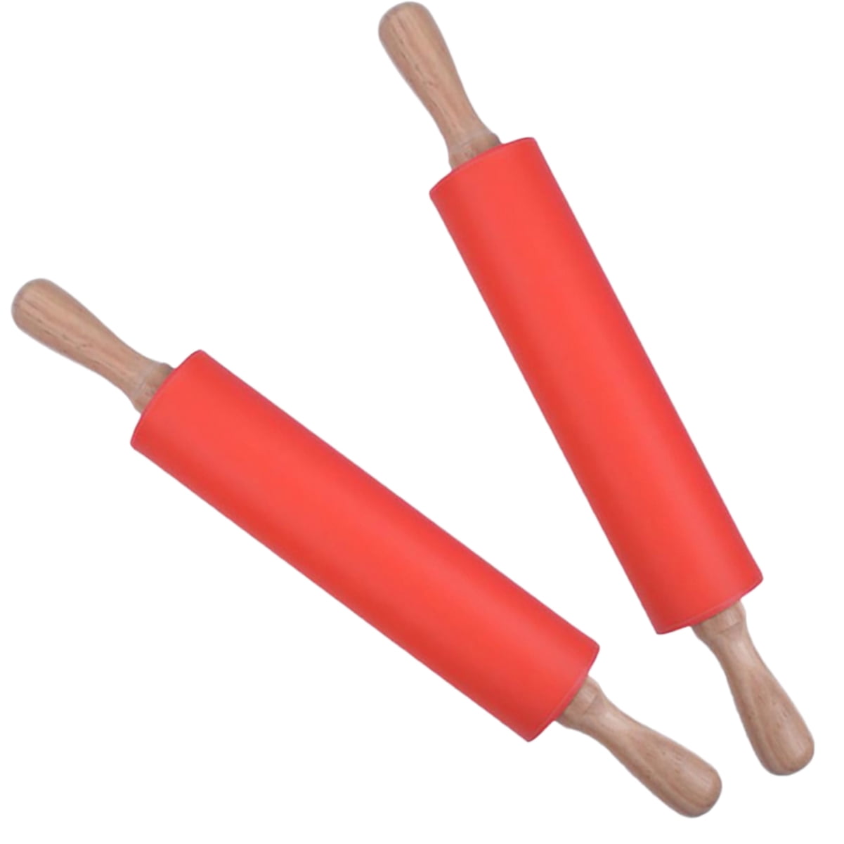 Silicone Rolling Pin for Baking, Dough Rollers with Wooden Handle ...