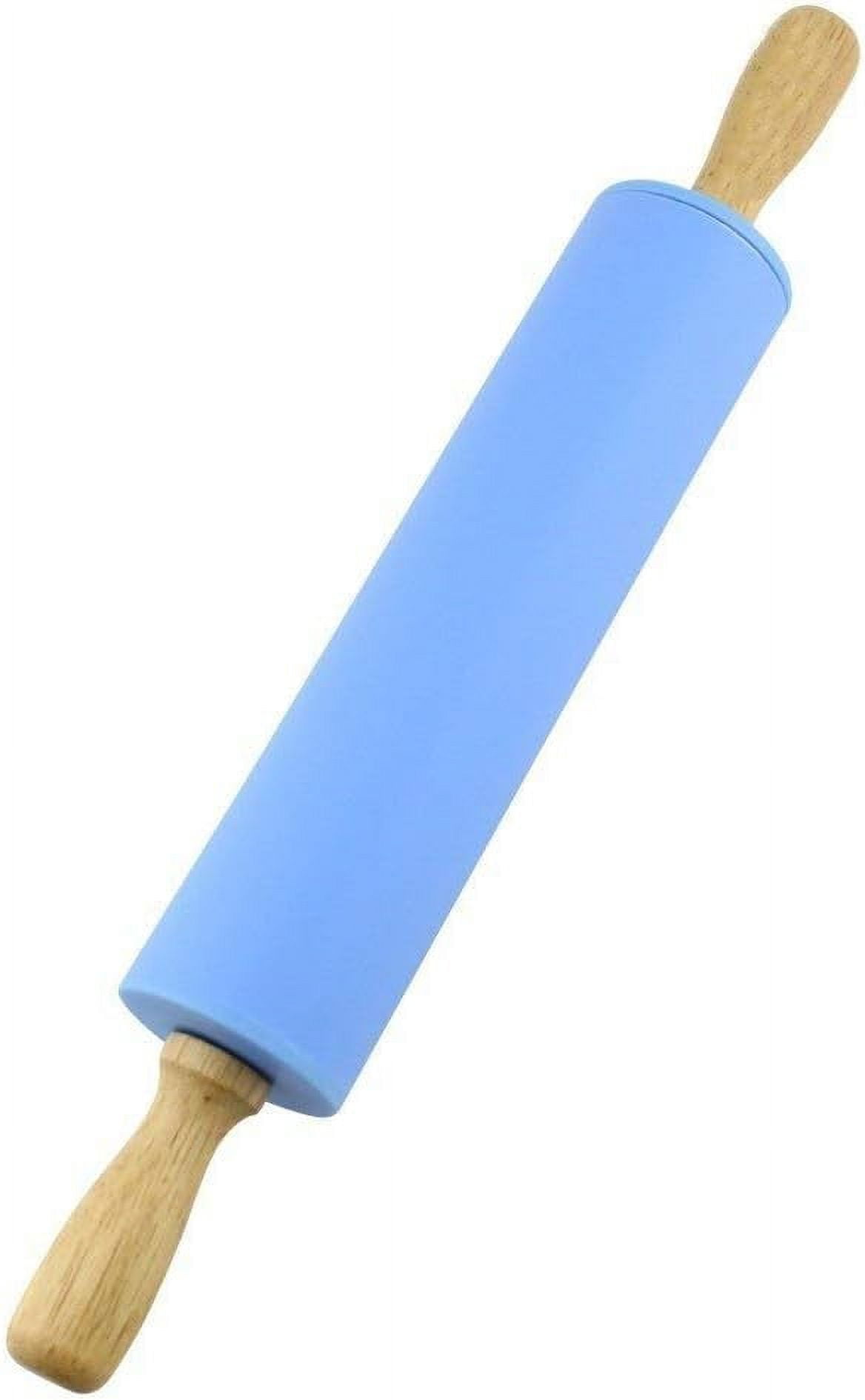 Silicone Rolling Pin with Wooden Handle - Non Stick Surface Dough ...