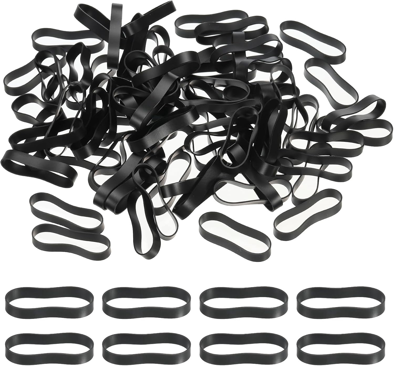 Silicone Rubber Bands Cable Ties 1.5", 200 Pcs Flat Rubber Elastic Band ...