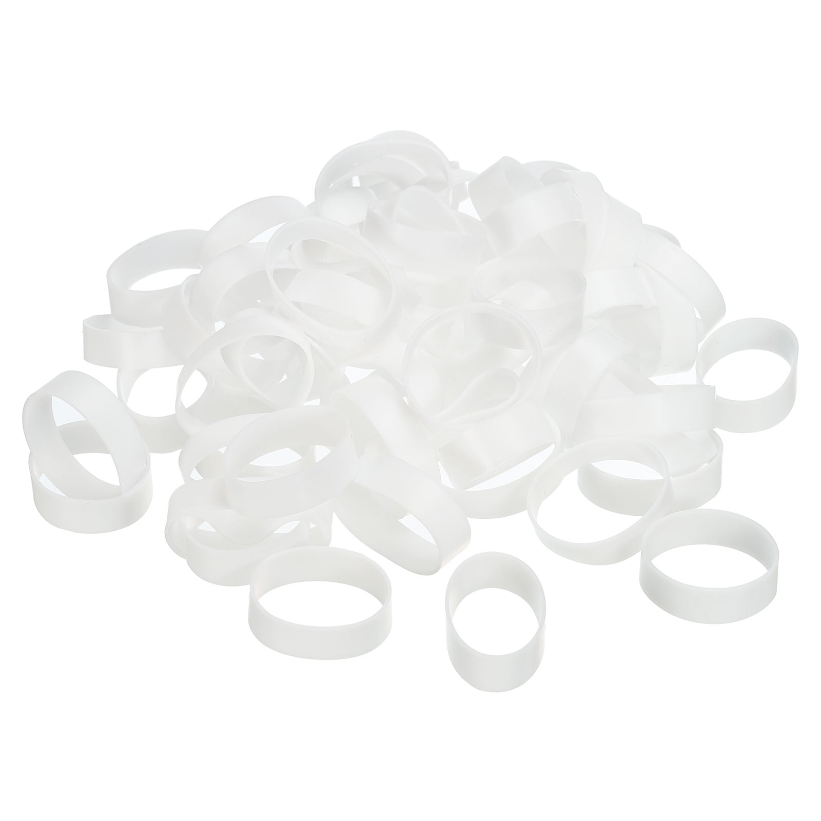 Silicone Rubber Bands Rings 100 Pack Non Slip 1 1/4" Flat White for ...