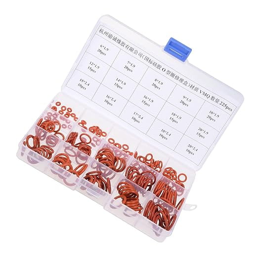 Silicone Rubber O Ring Assortment Kit, 15 Sizes, Silicone Flexible ...