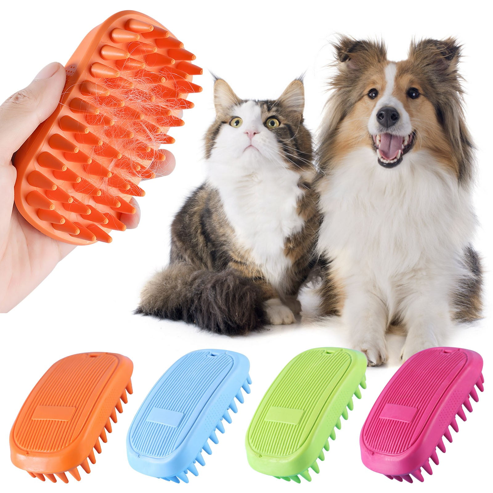 Silicone & Rubber Pet Grooming Brushes - Bath, Massage & Shedding ...