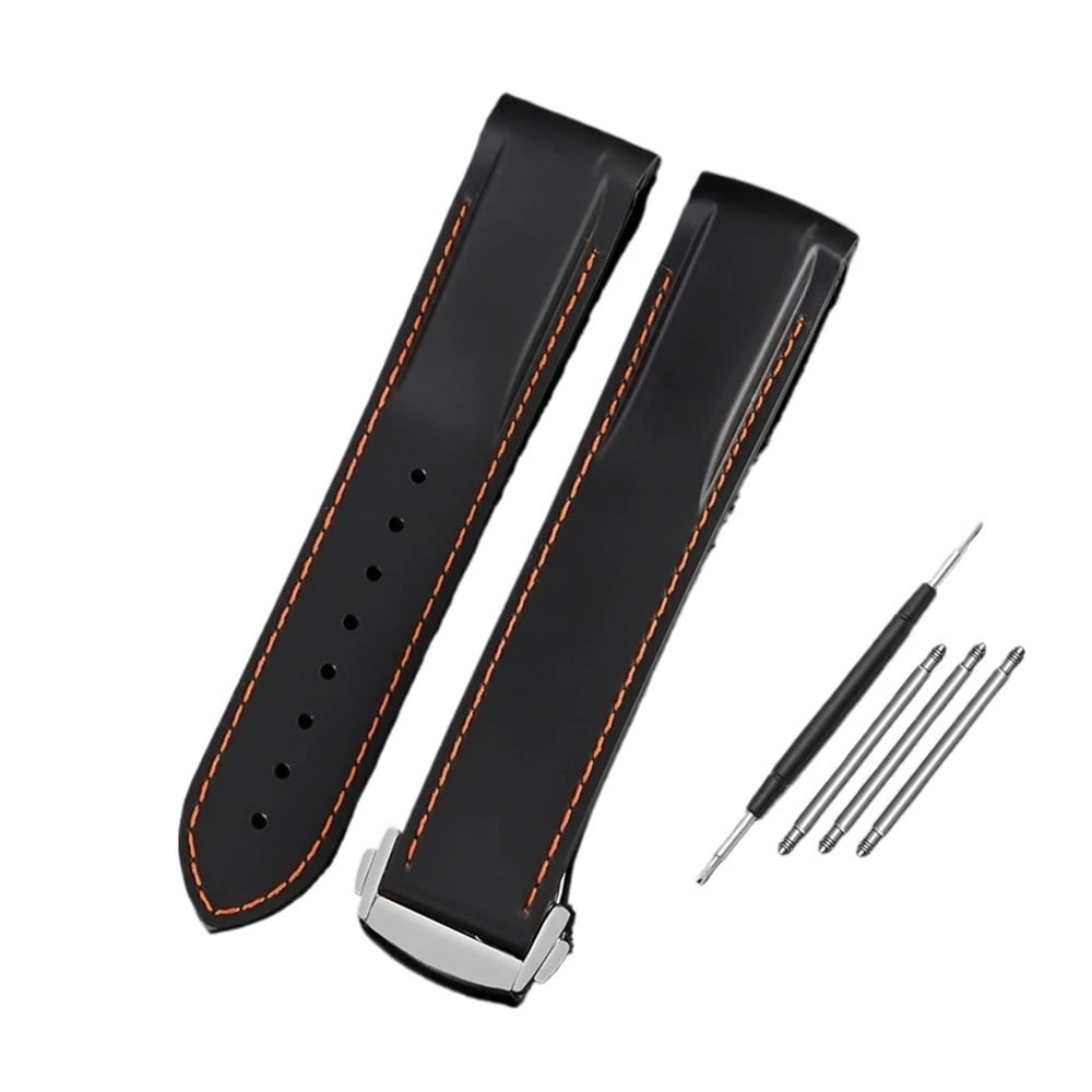 Silicone Rubber Watch Strap 20mm 21mm 22mm Waterproof Orange Blue Men ...