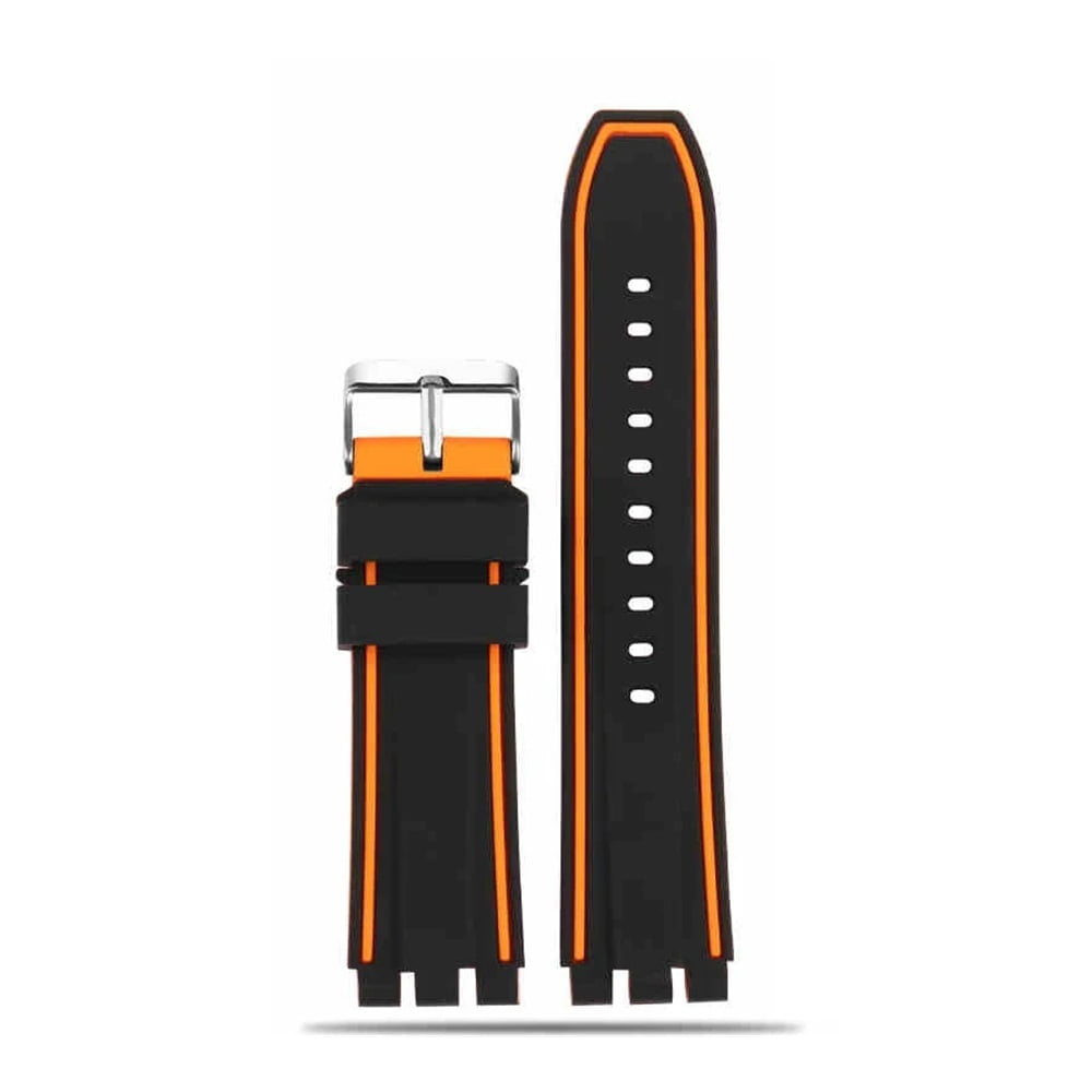 Silicone Rubber Watch Strap 21mm Sports Black Orange Blue Red Orange ...