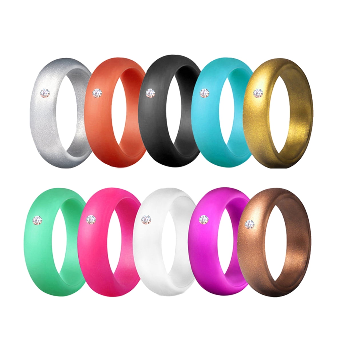 Silicone Rubber Wedding Ring For Women, Dome Solid Glitter & Metallic ...