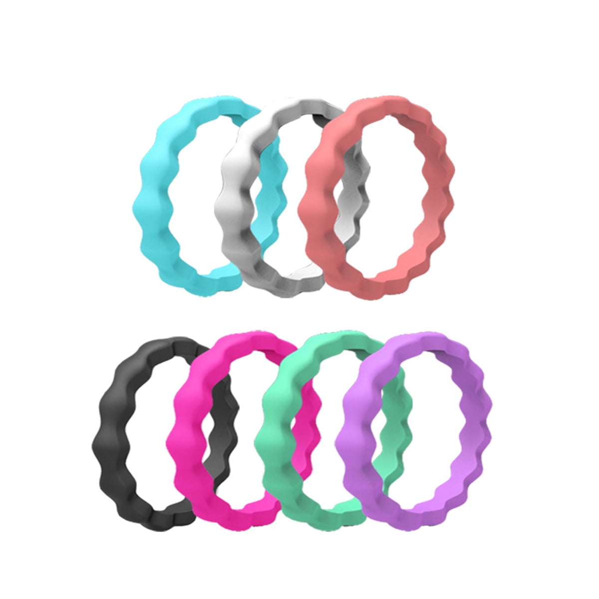 Silicone Rubber Wedding Rings for Women, Thin Braided Point Stackable ...