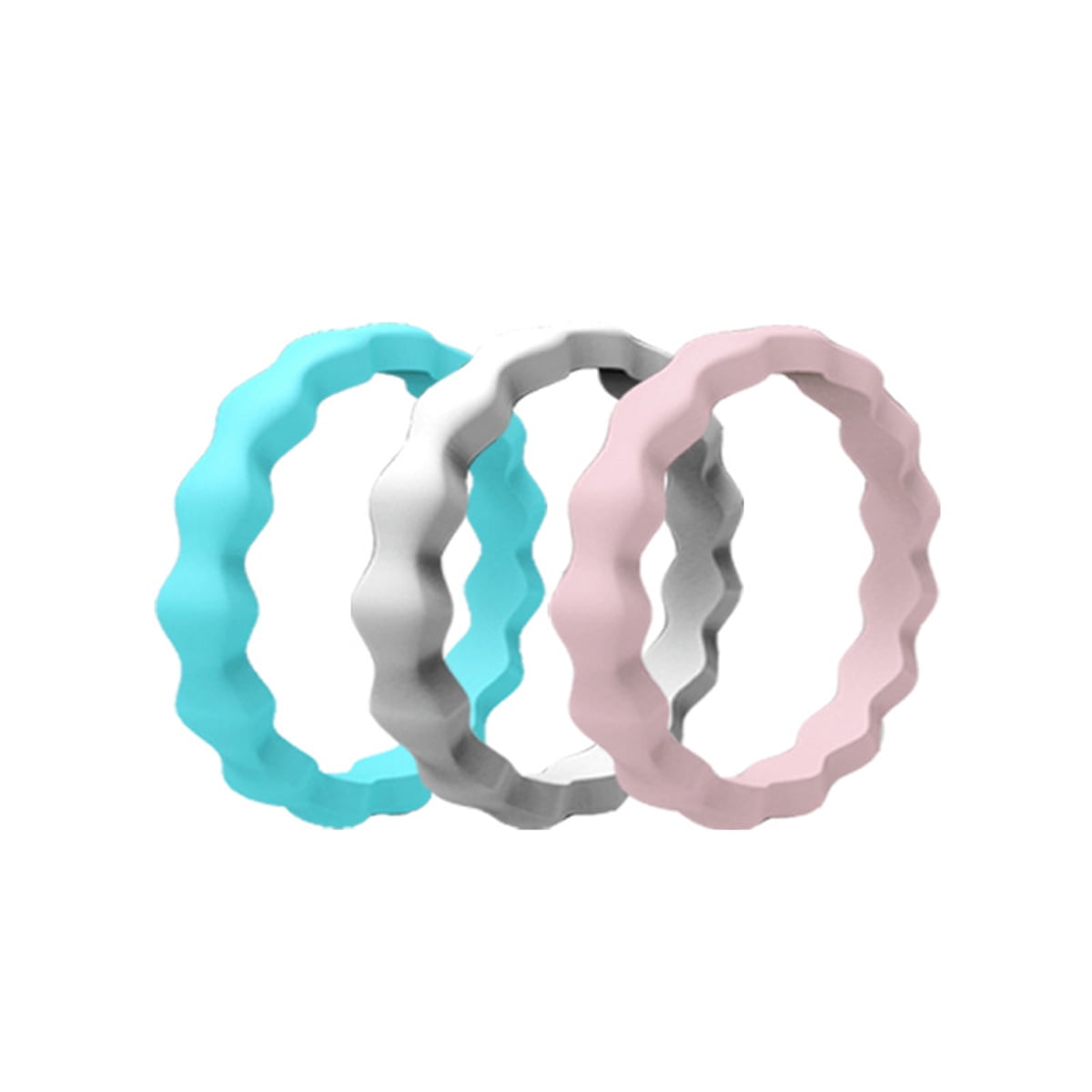 Silicone Rubber Wedding Rings for Women, Thin Braided Point Stackable ...