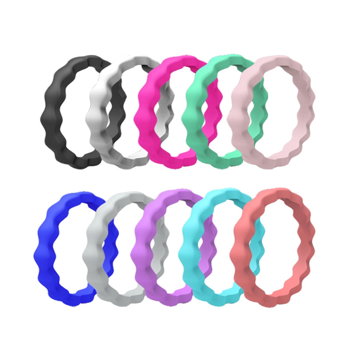 Silicone Rubber Wedding Rings for Women, Thin Braided Point Stackable ...