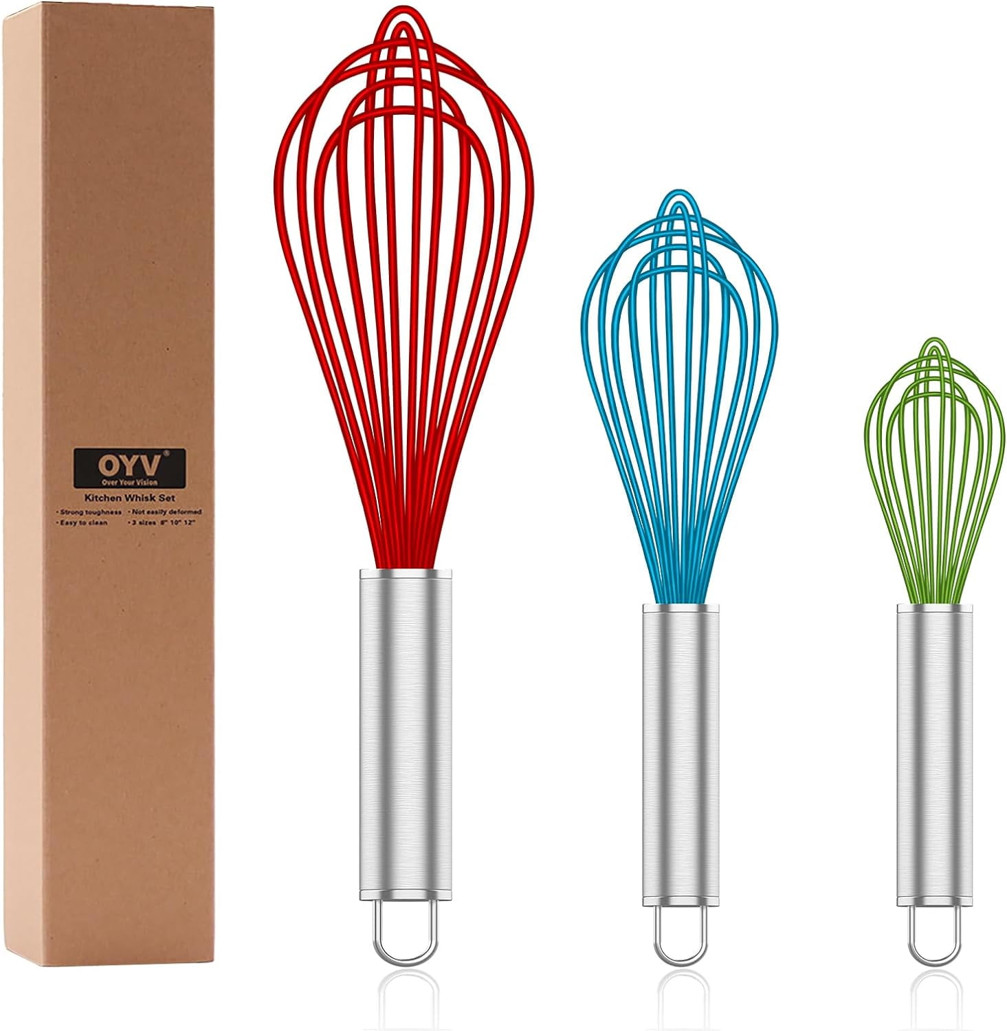 Silicone Rubber Whisk,Premium Whisks For Cooking Non Scratch,Stainless ...