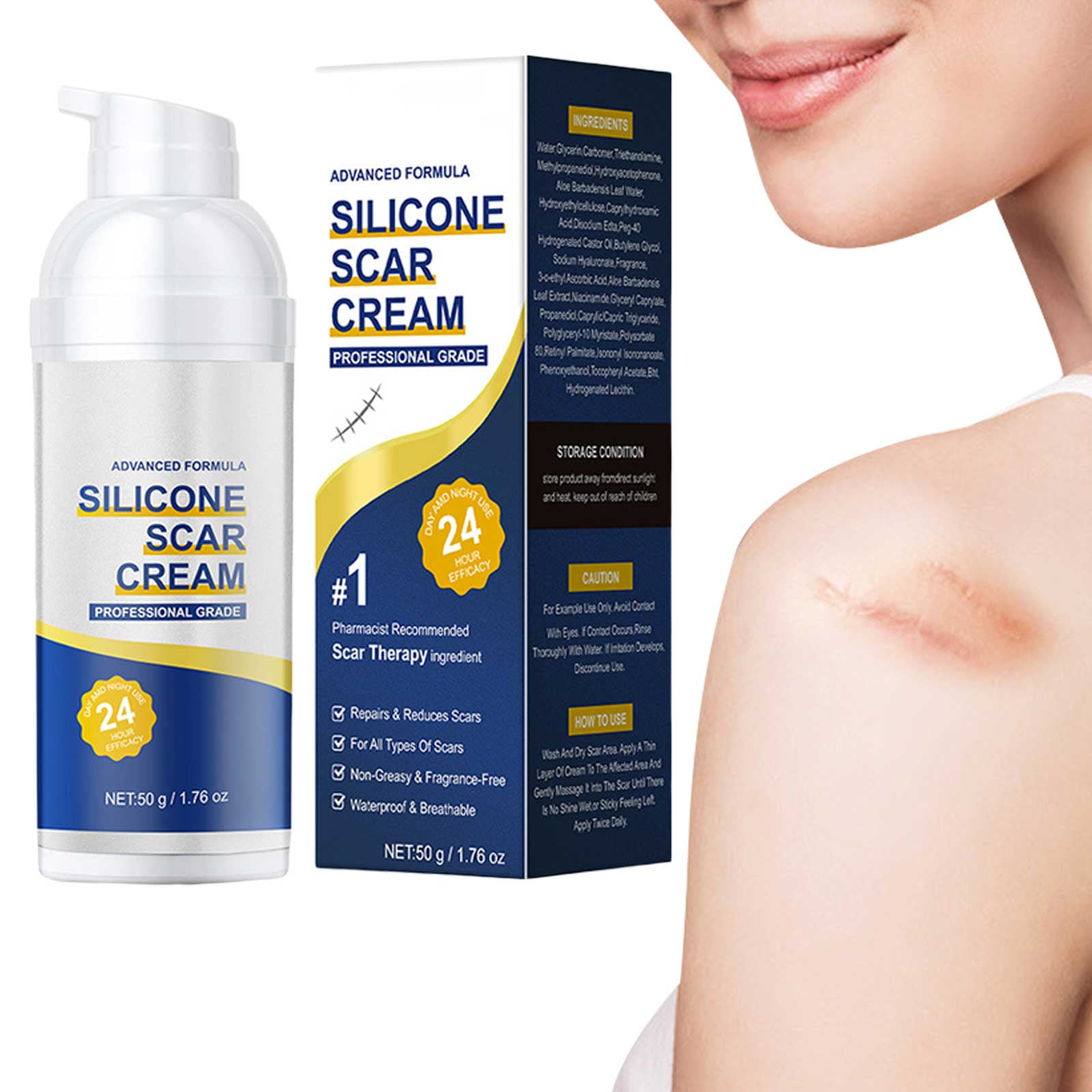 Silicone Scar Cream Advanced Scar Gel Scar Removal For Burn Stretch ...
