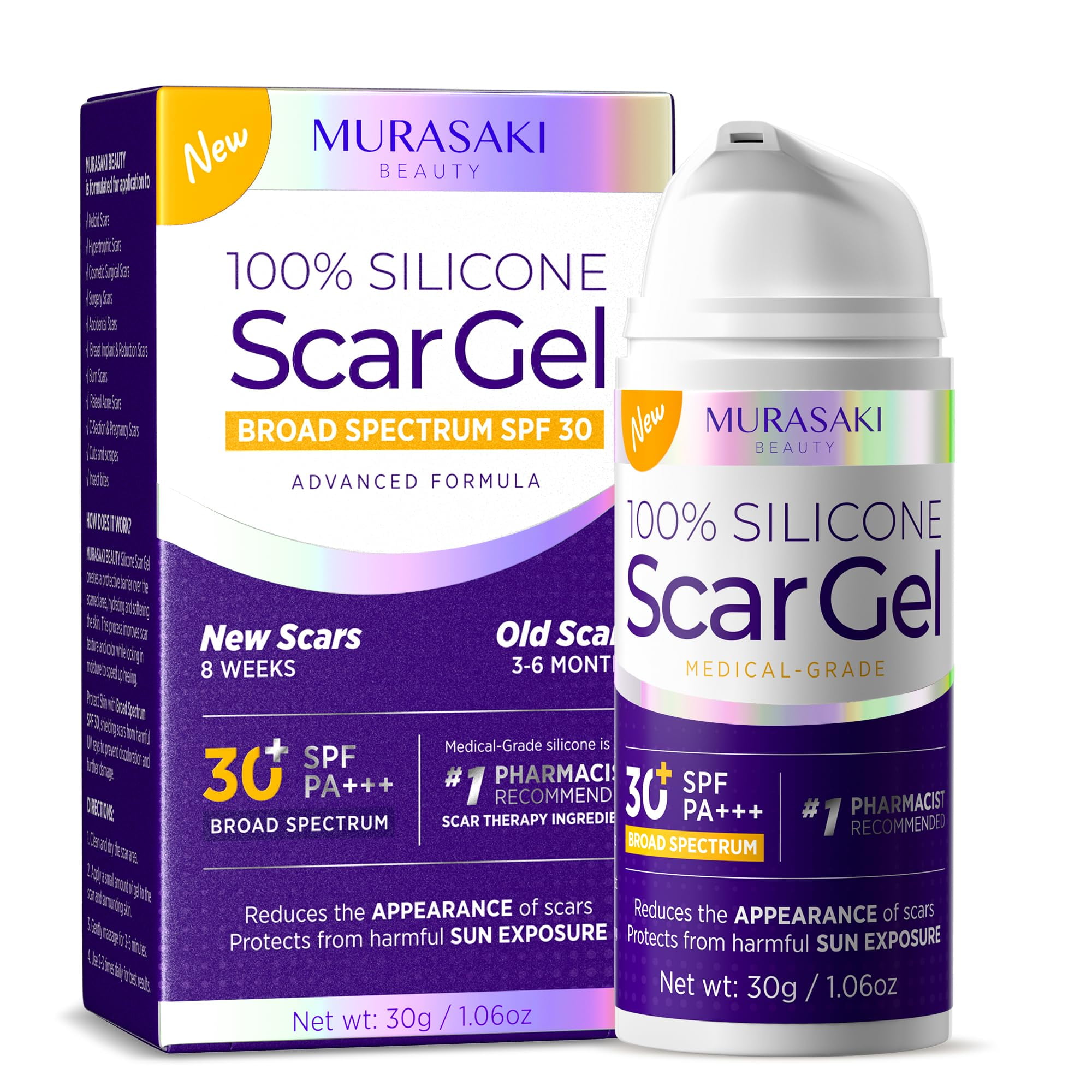 Silicone Scar Gel Scar TGF4 Cream: SPF 30 Advanced Formula for Surgical Scars, C-Section ...