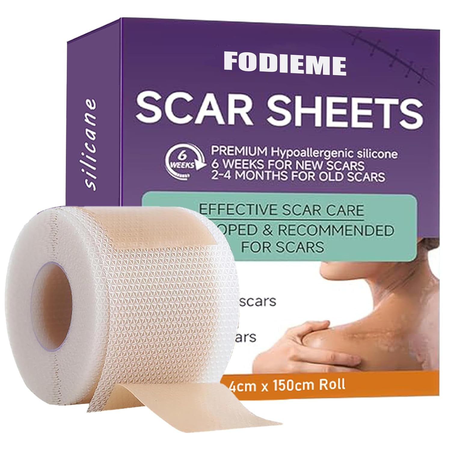 Silicone Scar Sheets (1.6''x60''roll-1.5M)，Reusable TGF4 silicone scar ...